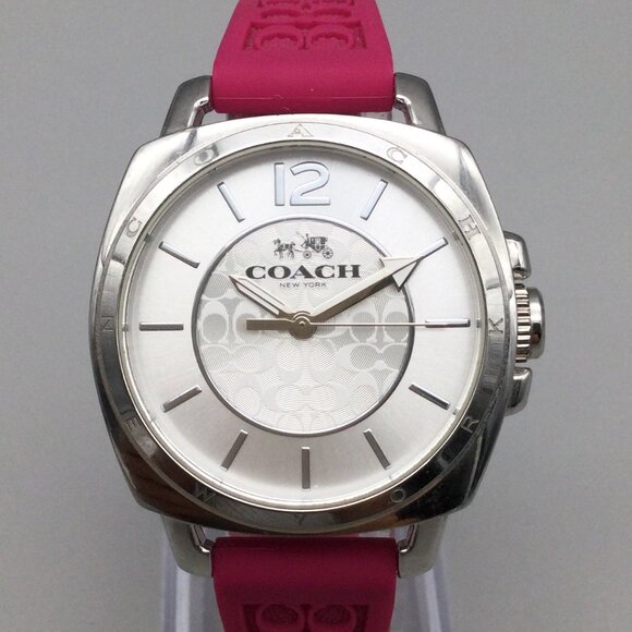 Coach | Accessories | Coach Boyfriend Watch Women 35mm Silver Tone Pink ...